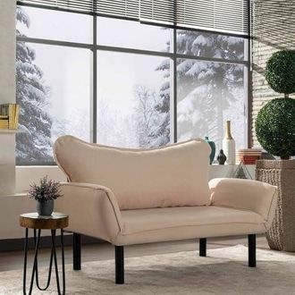 Dmora Aquilonis Schlafsofa 2-Sitzer 140x65 cm Wei&szlig; mit Stauraum