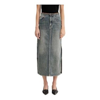Miss Sixty Jupe Longue en Jean &agrave; Fente Lat&eacute;rale - Femme - Jupes - Bleu - Taille: 36 FR