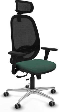 Piqueras y Crespo Cilanco Sicherheits-Kabinenstuhl mit 3D-Armlehnen, h&ouml;henverstellbarer Lendenwirbelst&uuml;tze und h&ouml;henverstellbarem Kopfteil, Schwarz / Flaschengr&uuml;n
