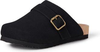 Amazon Essentials Damen Komfort Clogs, Kunstfell Schwarz Optik Wildleder, 38.5 EU