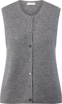 Peter Hahn Strickweste Rundhals-&shy;Ausschnitt Peter Hahn grau
