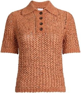 Topshop Pull manches courtes col polo en coton m&eacute;lang&eacute;