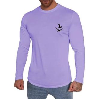 Generic Chemises &agrave; manches longues d&eacute;contract&eacute;es pour homme - Col rond - L&eacute;g&egrave;res et respirantes - Hauts confortables pour le printemps et lautomne - 2026, vio