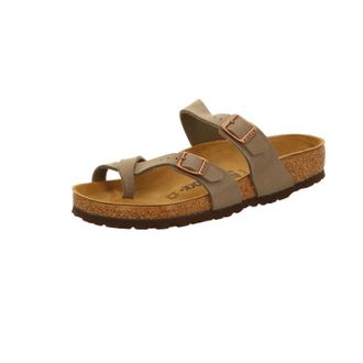 Birkenstock Damen Mayari Birko-Flor Zehentrenner, Grau (Nubuck Stone Nubuck Stone), 38 EU