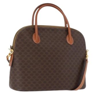 Celine Sac &agrave; main en toile Macadam vintage Pre-owned - Femme - Pre-owned - Brun - Taille: ONE Size
