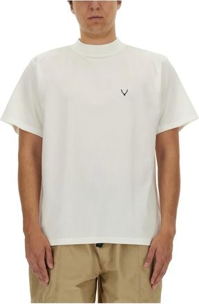 South2 West8 Homme, Tops, Blanc, Taille: L S/S Mock Neck Tee - Poly Pique