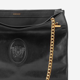 Versace Womens Leather Shoulder Bag Cabine Black