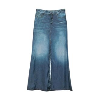 Liu Jo Femme, Jupes, Bleu, Taille: W26 Jupe Longue avec Imprim&eacute; Num&eacute;rique