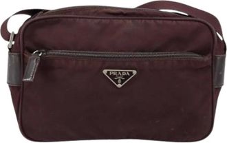 Prada unisex, Pre-owned, Rouge, Taille: ONE Size Sac bandouli&egrave;re en nylon Pre-owned