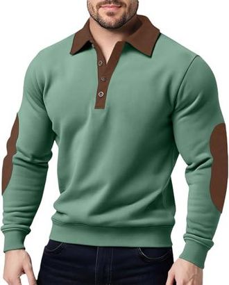 Generic Polo &agrave; manches longues pour homme - T-shirt de golf color&eacute; - Grande taille - T-shirts de sport confortables - Col &agrave; revers - Hauts d&eacute;contract&eacute;s &agrave; port