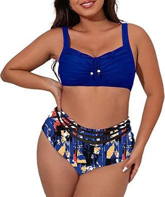 Generic Maillot De Bain Gainant- Bikini D&eacute;T&eacute; 2026 pour Les Sources Thermales Taille Haute Grande Taille D&eacute;Collet&eacute; Fendu avec Perles Rondes Maillot De Bain Fem