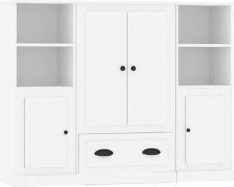 vidaXL Highboards 3 Stk. Wei&szlig; Holzwerkstoff Vidaxl