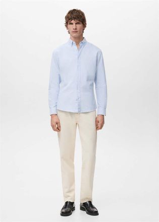 Mango Chemise 100 % coton rayures bleu ciel - Homme - XXL - MANGO MAN