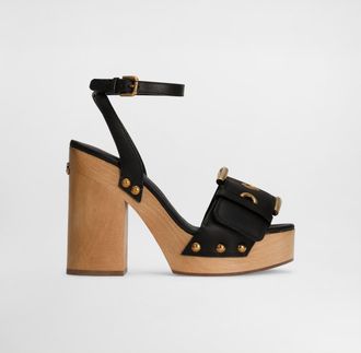 Dolce & Gabbana Cowhide Wedge Sandals - Frau Sandalen Und Wedges Schwarz 39.5