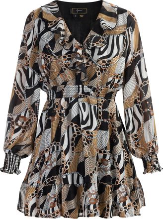 Faina Kleid Damen Schwarz Mehrfarbig