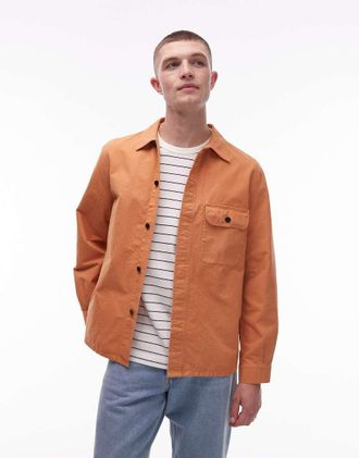 Arket Locker geschnittene Utility-Hemdjacke aus reiner Baumwolle in Dunkelorange