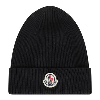 Moncler Logo Patch Beanie - - Accessories - Herren - Blau - ONE SIZE