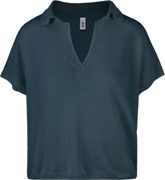 Bomboogie Femme, Pulls, Bleu, Taille: 38 FR Polo en lin