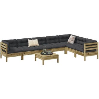 vidaXL Vidaxl - Salon de jardin 8 pcs avec coussins bois de pin impr&eacute;gn&eacute;
