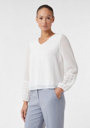 Comma Langarmbluse Bluse Chiffonbluse aus Viskose mit Biesendetails