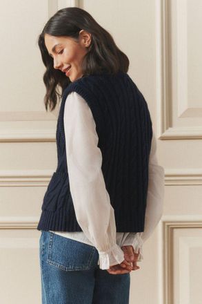 Laura Ashley Strickjacke Laura Ashley Weste-Tanktop aus Grobstrick (1-tlg)