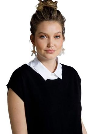 Ulla Popken Femme Grandes tailles Col de chemisier, plastron, patte de boutonnage, &agrave; porter sous un v&ecirc;tement blanc neige 50+ 808920200-50+