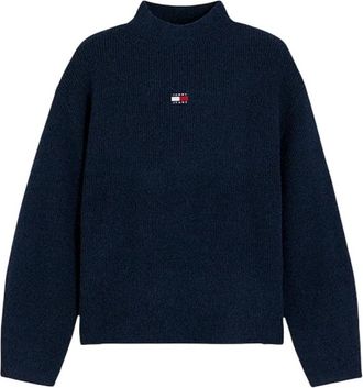 Tommy Jeans Badge Mock Neck Pullover mit Alpaka - - Knitwear - Damen - Blau - XS