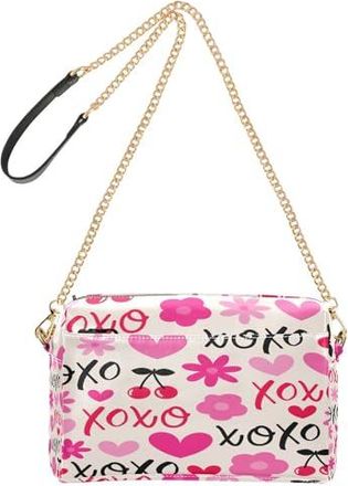 HMZXZ Joli sac à bandoulière en cuir avec fleur de cerisier et coeur pour femme - Petit sac à main à bandoulière - Saint-Valentin