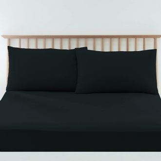 Pizuna Luxuri&ouml;ser Soft-Satin 2er Pack Kissenbezug 40x80 cm Schwarz, 400 Fadenzahl Baumwolle Quadratisch Kissenbez&uuml;ge, 100% Langstapel Baumwolle Nur Kissenbez
