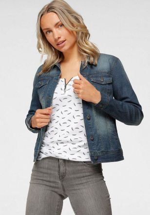 Arizona Jeansjacke aus Baumwollmischung, figurbetont, kurz geschnitten
