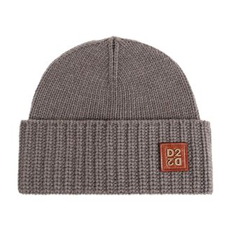 Dsquared2 Beanie mit Logo-Patch - - Accessories - Herren - Grau - ONE SIZE