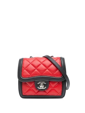 Chanel mini sac à bandoulière Square Graphic Flap en peau dagneau (2012-2013) - Noir