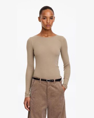 Arket Durchsichtiges Geripptes Langarmoberteil -Beige