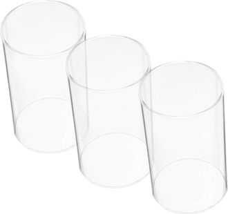 Valiclud 3 St&uuml;ck Kerzenschirm aus Transparentem Glas Zylindrischer Kerzenhalter Winddichter Kerzen&uuml;berzug f&uuml;r Zuhause Langlebiger Glas Kerzenschirm 8x15cm