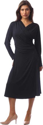 HUGO BOSS Ettita Midikleid für Damen, Wickelfront (Dunkelblau)