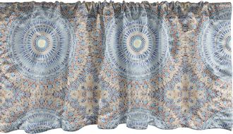 Abakuhaus Mandala Fenster Volant, Ethnische Formen punktierte Motive, Vorhang Volant für Küche Schlafzimmer Dekor mit Stangentasche, 137 cm X 30 cm, Mehrfarbig