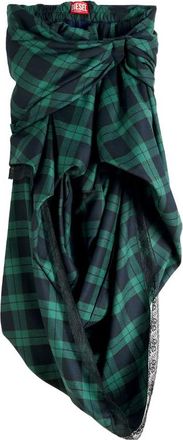 Diesel Draped Tartan Midi Skirt With Lace-trim
