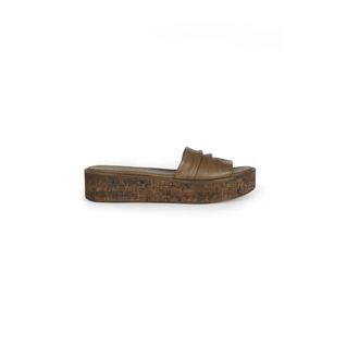 Cortana Flache Ledersandale mit Korkplateau - - Shoes - Damen - Gr&uuml;n - 39 EU