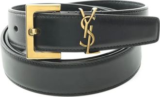 Saint Laurent ceinture Cassandra en cuir à boucle logo - Noir