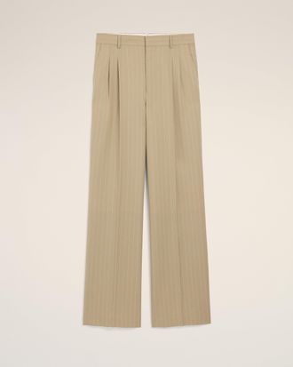 Ami Pantalon Large Vert Taille Basse en Laine Vierge Blanc - 36 - Homme