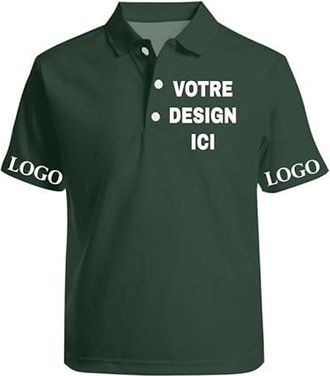 Generic Polo Homme Manches Courtes pour Femmes Personnalisé avec Photo Texte Logo Chemises de Polo Golf Tshirt Blanc Personnalisable pour Cadeaux
