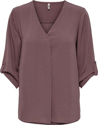 Jacqueline de Yong JdY Damen Lange Freizeit Hemd Bluse 3/4 &Auml;rmel Tunika Longshirt Loose Oberteil Locker Leicht JDYDIVYA, Farben:Braun-2, Gr&ouml;&szlig;e:38