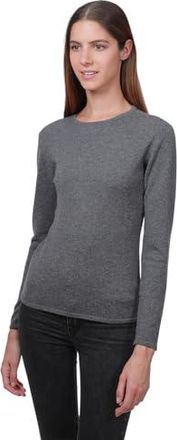 JL De La Tour Pull Femme col Rond 100% Cachemire (as4, Alpha, s, Regular, Regular, Gris foncé)