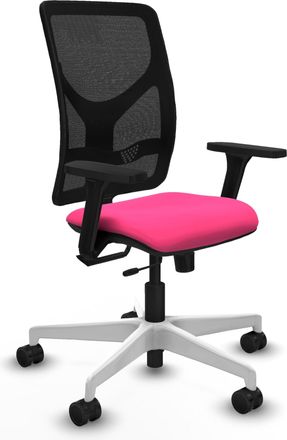 Piqueras y Crespo Schreibtischstuhl mit Rollen, mit 3D-Armlehnen, h&ouml;henverstellbare Lendenwirbelst&uuml;tze, ausgestattet mit Syncro/Traslack und Schneideschaum, Schwarz/Ros