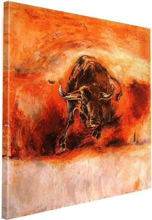 Feeby Frames Feeby Bilder Stier 50x50 cm 1 Teilig Wohnzimmer Schlafzimmer Büro Flur Küche Wandbilder Modern Bild auf Leinwand Wanddekoration Kunstdruck Design Rot 