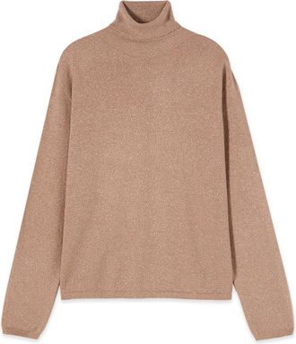 Oltre Pull &agrave; col roul&eacute; Lurex - Femme - Pulls - Beige - Taille: 38/40 FR
