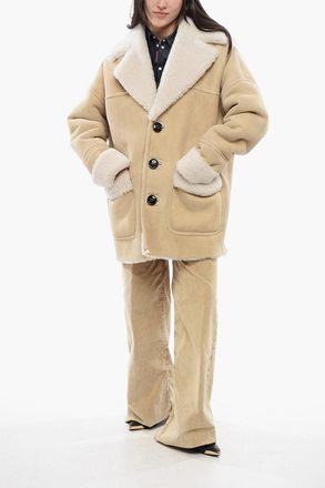 Dsquared2 3-Button Shearling Coat with Patch Pockets Dsquared2