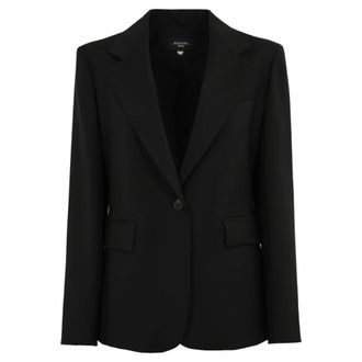 Max Mara Femme, Vestes, Noir, Taille: 40 FR Veste noire en laine avec revers