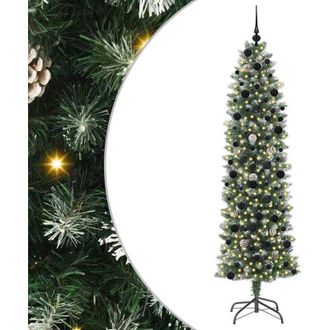 vidaXL K&uuml;nstlicher schlanker Weihnachtsbaum Gr&uuml;n und Wei&szlig; 240 cm vidaXL