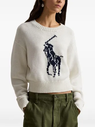 Polo Ralph Lauren Womens Sweater Big Pony White Cotton